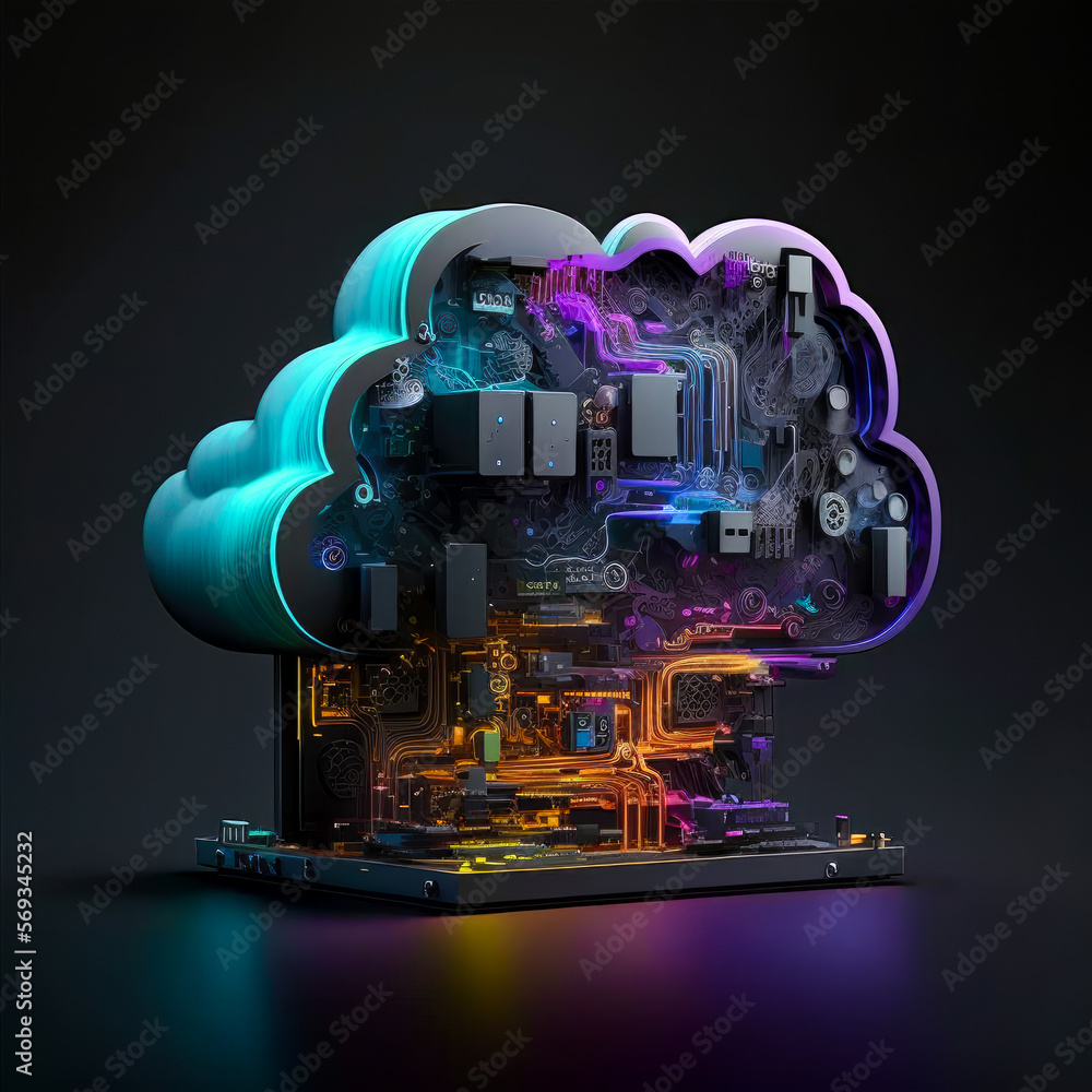 Cloud computing technology concept. Futuristic illustration AI ...