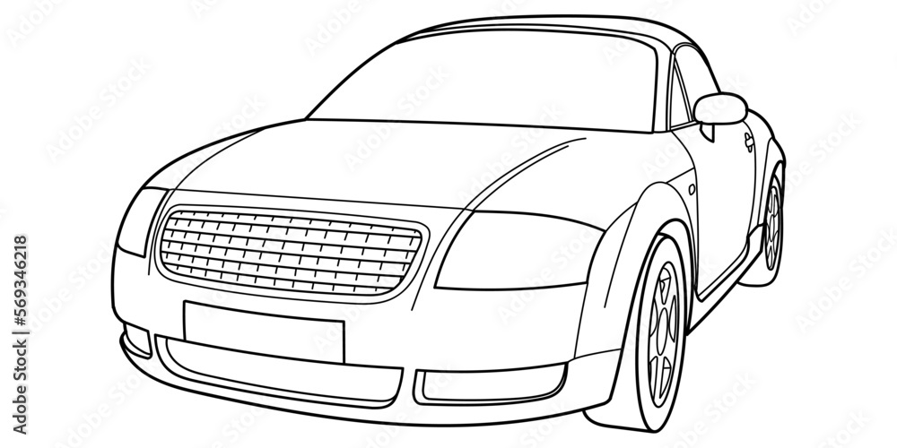 Ivano-Frankivsk, Ukraine - 25 January 2023: Outline drawing of a Audi ...
