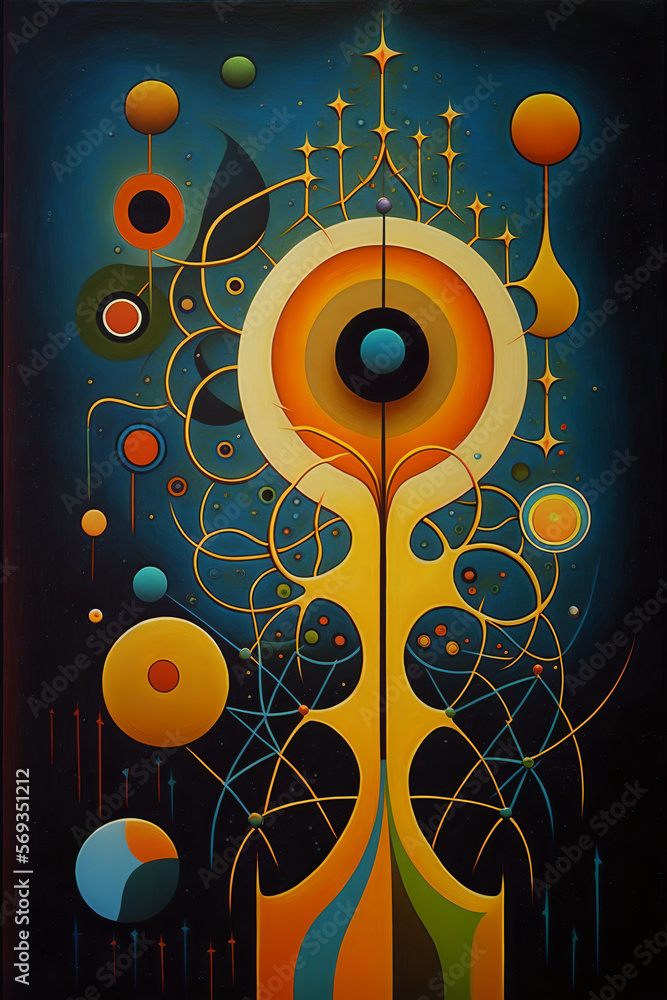 A surreal painting that captures the essence of a database, featuring a ...
