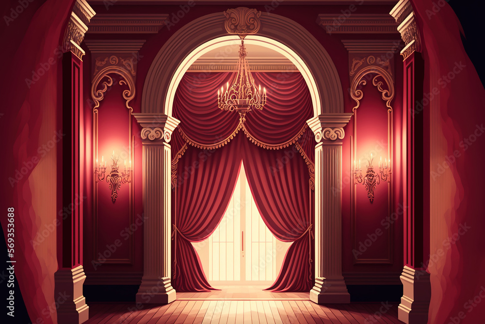 Palace interior background, luxurious baroque room, magnificent vintage ...