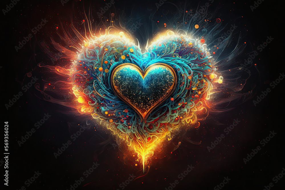 Blue Fire Heart Wallpaper
