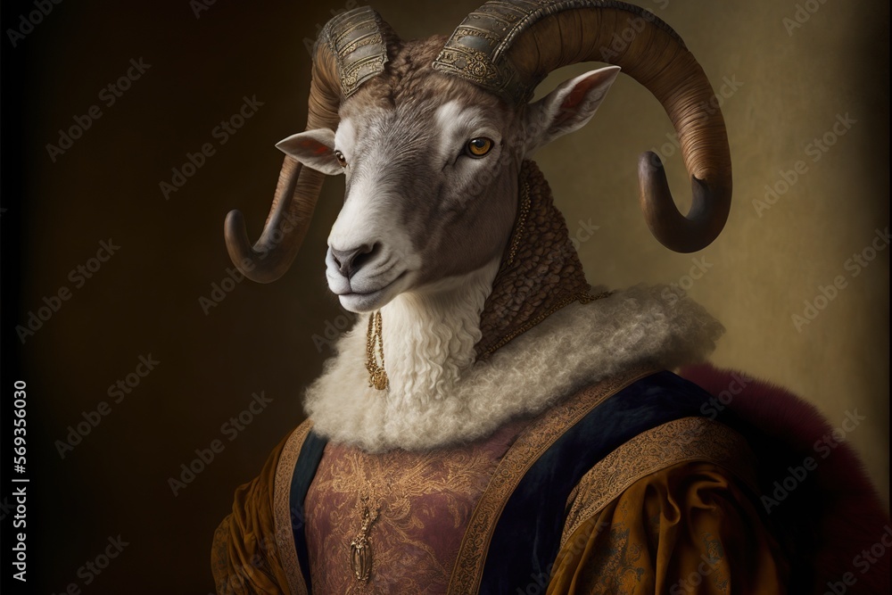 Created with Generative AI technology. portrait of mountain goat in ...