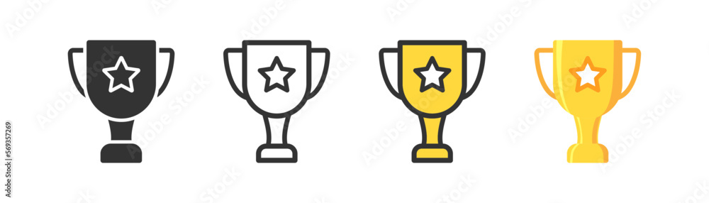 Champion's cup icon on light background. Award, golden trophy symbol ...