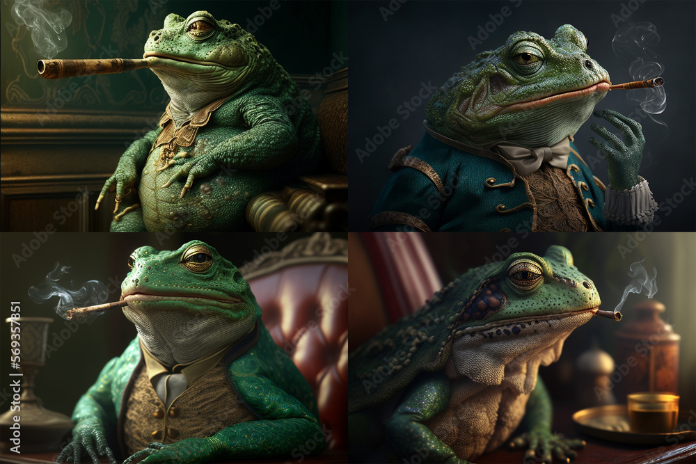 set of frog smoking a cigarette Stock Illustration | Adobe Stock