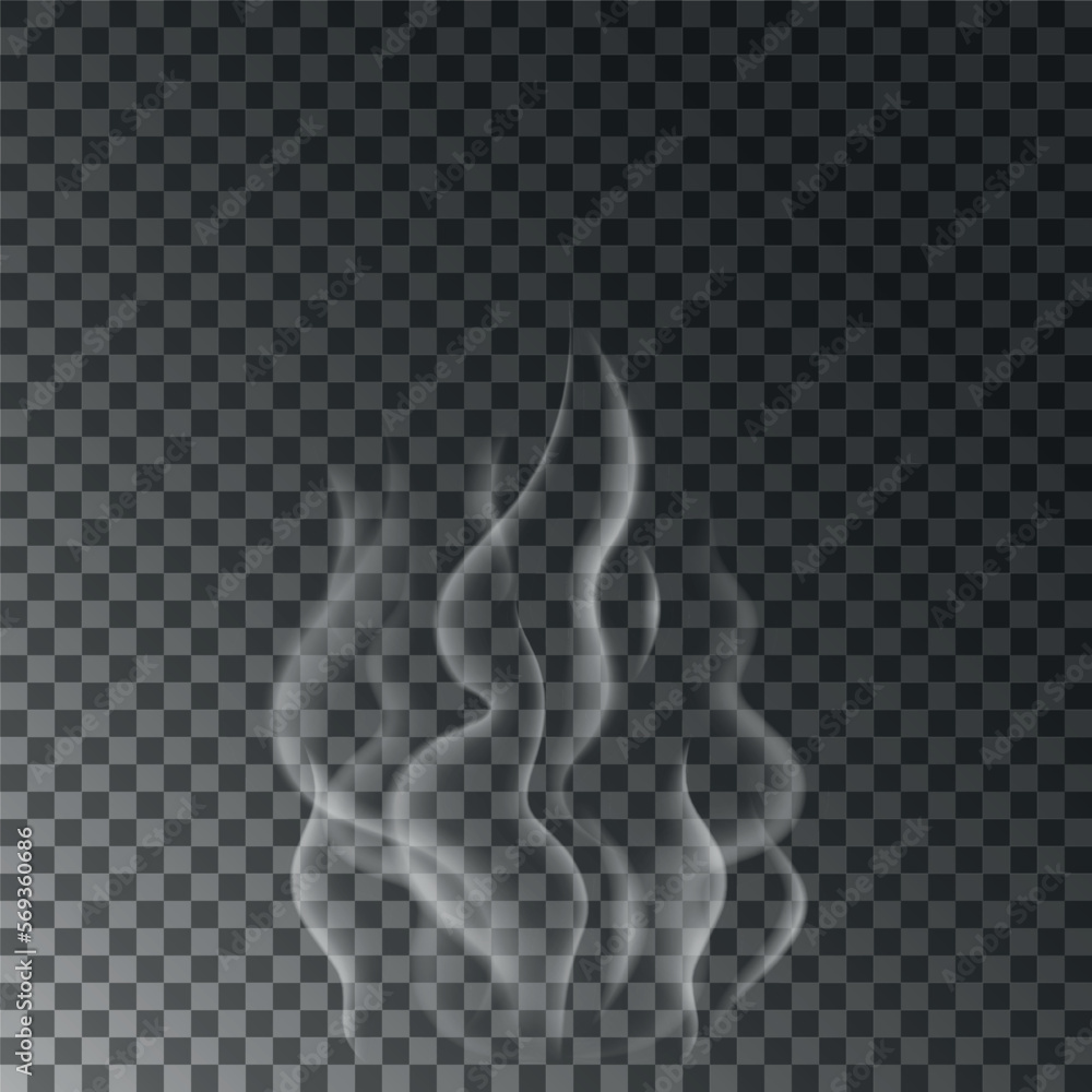 Hot steam vector illustration on transparent backdrop. Isolated ...