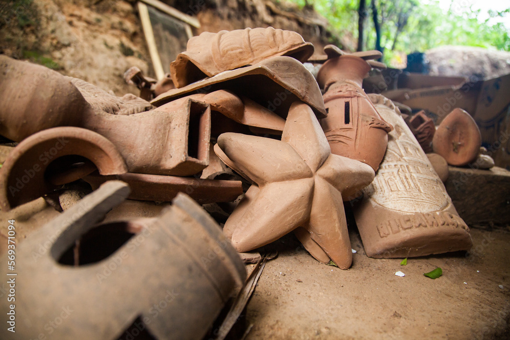 Artesanías De Barro Amontonadas En El Taller Stock Photo Adobe Stock