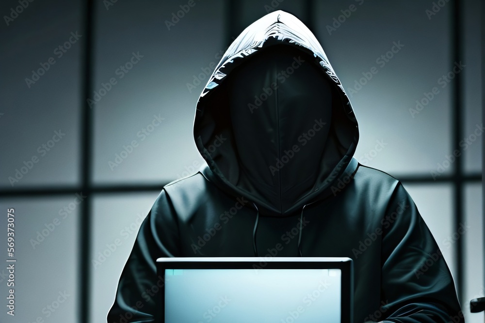 Generative AI Illustration of hacker causing cybersecurity issue in all computer network Stock ...