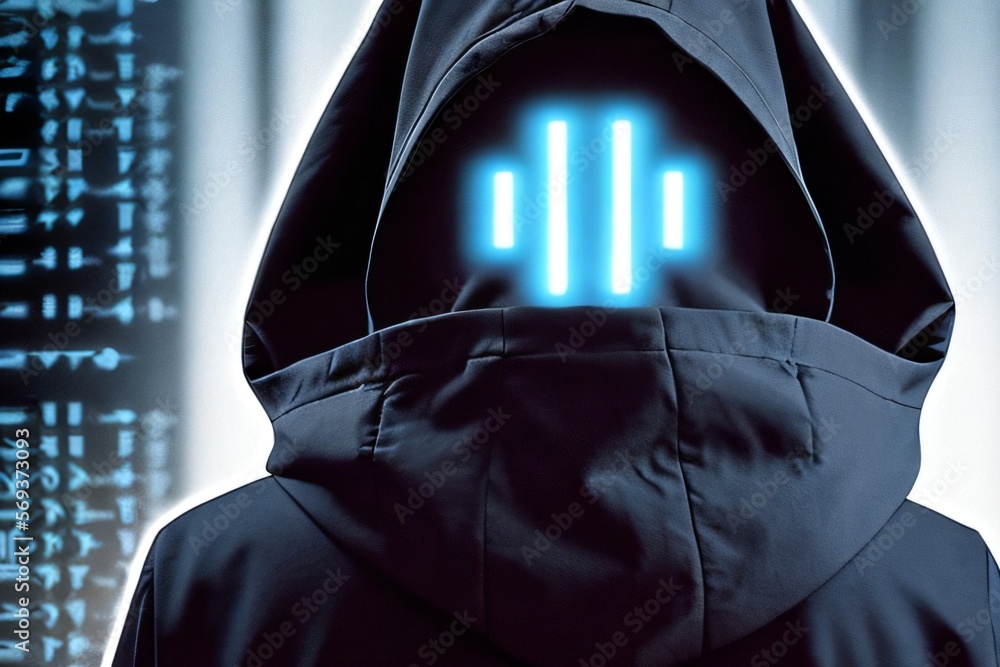 Generative AI Illustration of hacker causing cybersecurity issue in all computer network Stock ...