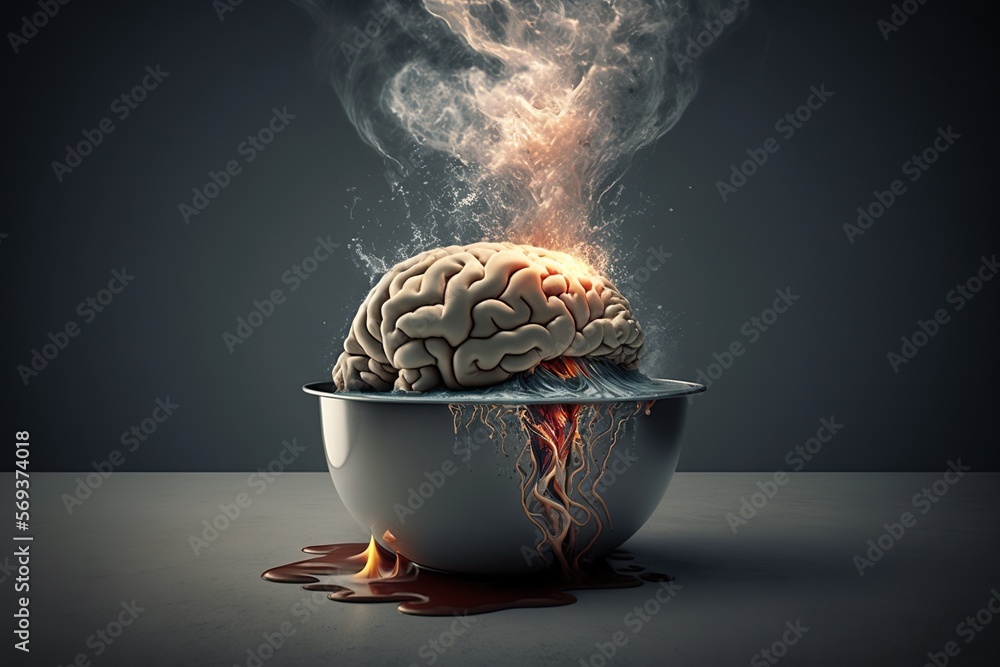 Boiling brain, concept of Neural Activity and Thought Overload, created ...