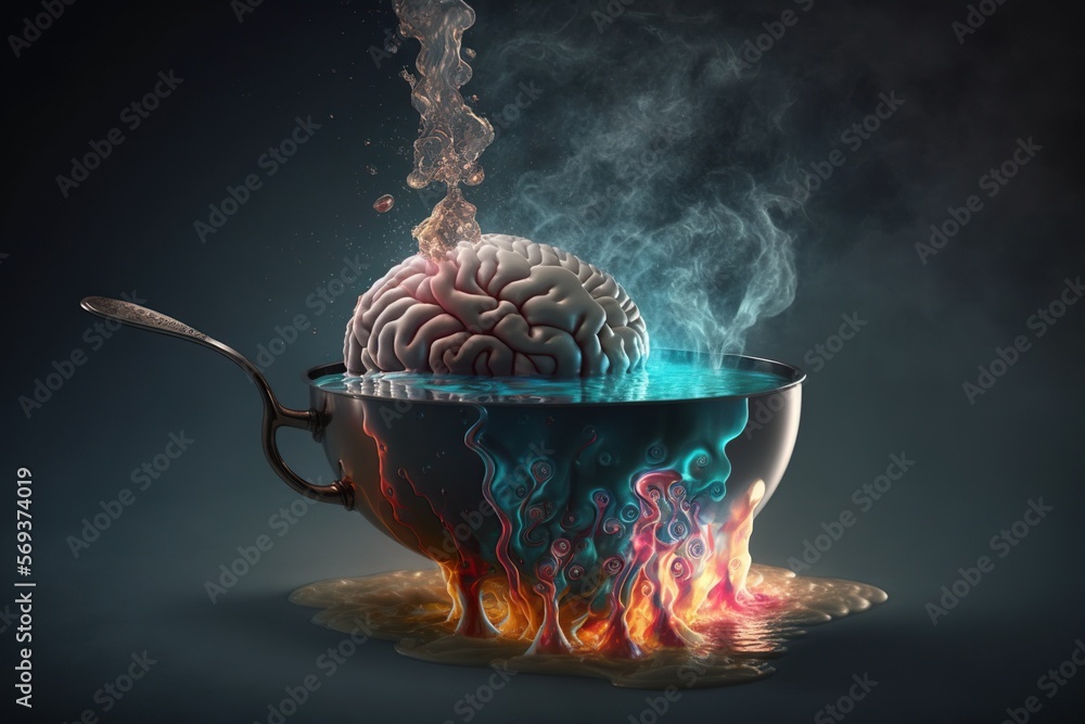 Boiling brain, concept of Neural Activity and Thought Overload, created ...