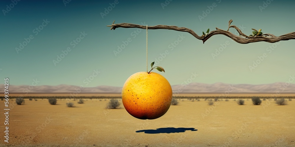 Low hanging fruit, concept of Easy Targets and Quick Wins, created with Generative AI technology ...