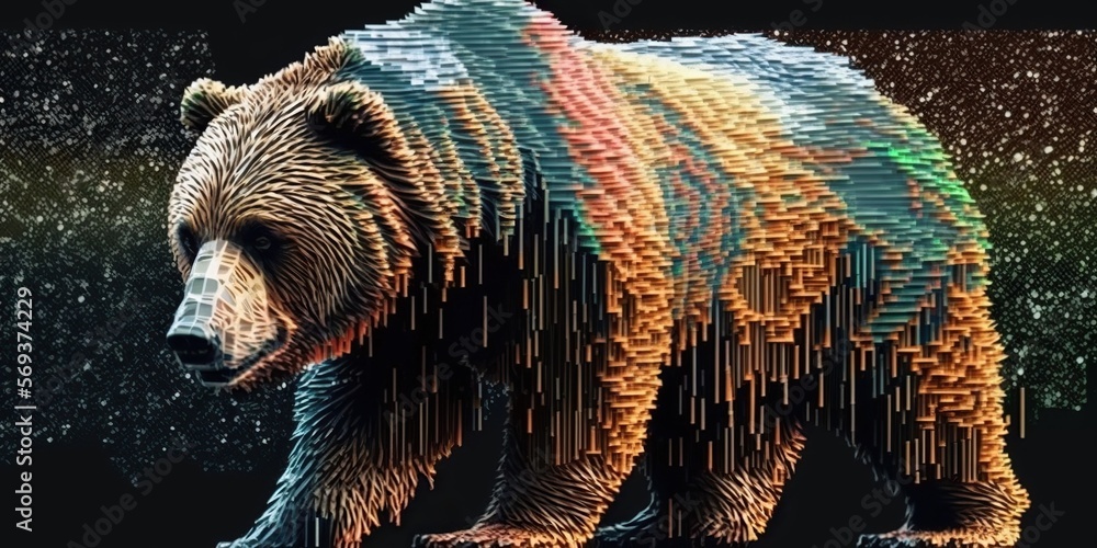 High resolution pixel art bear, created with Generative AI technology ...