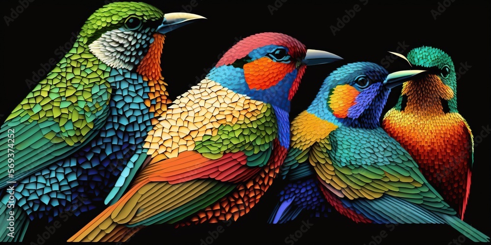 High resolution pixel art birds, created with Generative AI technology ...