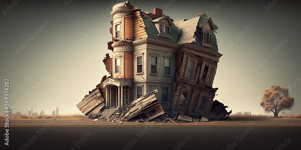 Old story building falling apart, concept of Abandoned and Dilapidated ...