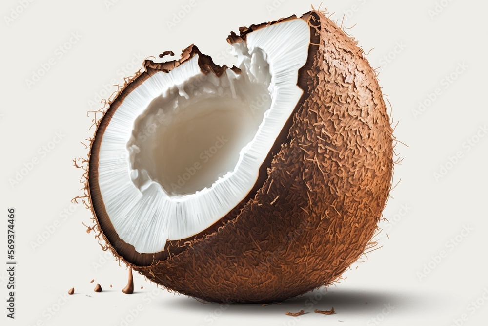 Zoomed coconut, created with Generative AI technology ilustração do ...