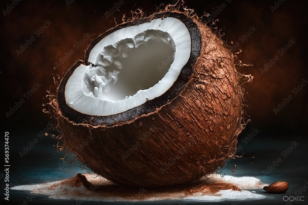Zoomed coconut, created with Generative AI technology Stock ...
