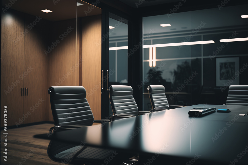 Luxurious and modern conference board room with chairs and table. Generative AI Stock ...