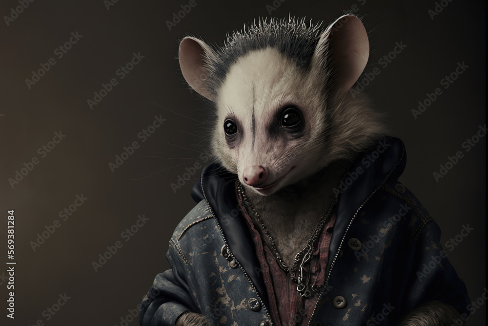 Created with Generative AI technology. Profile shot of an animal punk ...