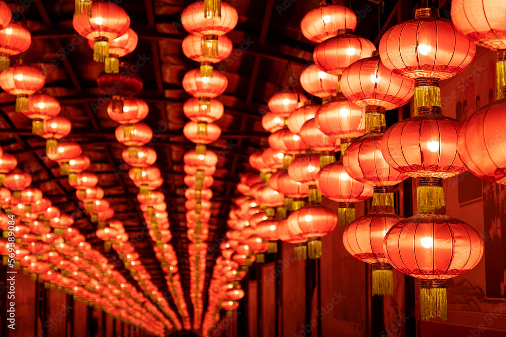 Lanterns decorated to celebrate the Lantern Festival Stock Photo ...