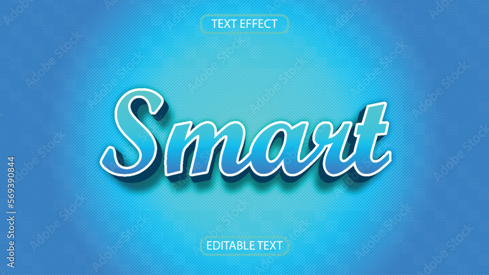 smart 3d text effect editable blue color Stock Vector | Adobe Stock