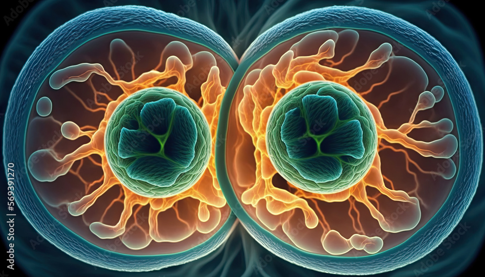 Human Cell Division under a microscope created with Generative AI ...