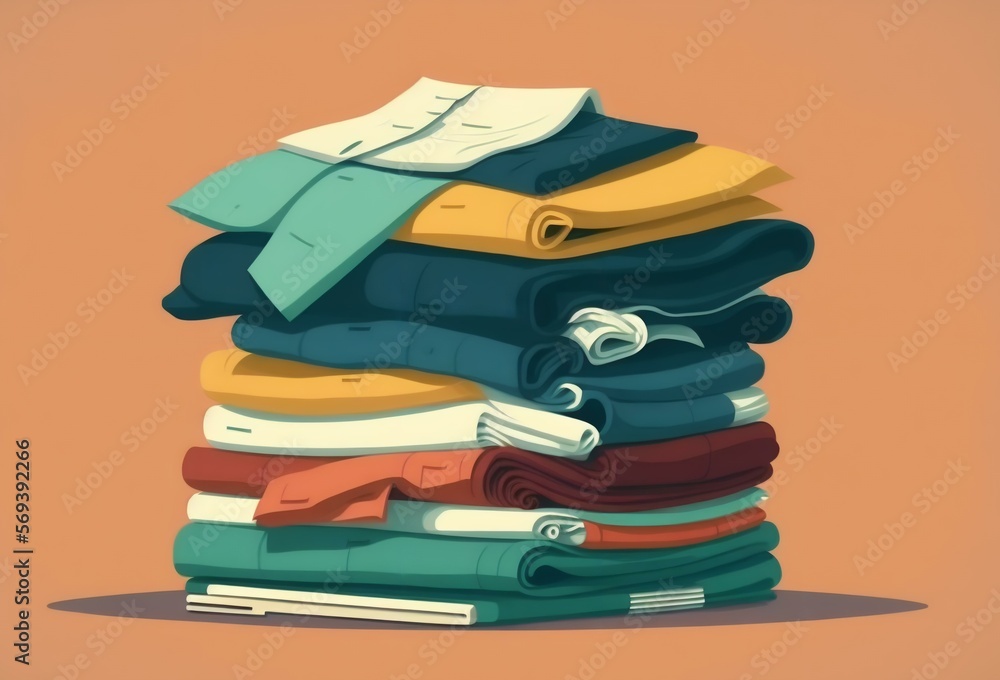 pile of neatly folded clothes on a table, DIGITAL ART (AI Generated ...