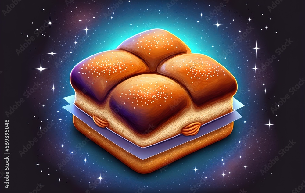 handmade square buns modeled like those in space Generative AI Stock ...