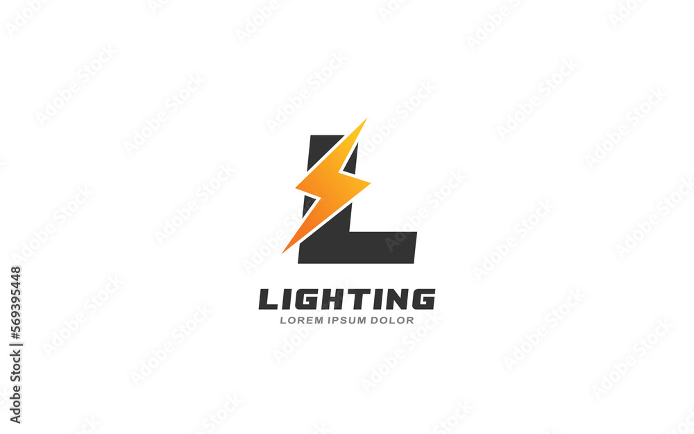 L Logo with lightning letter concept for template Stock Vector | Adobe ...