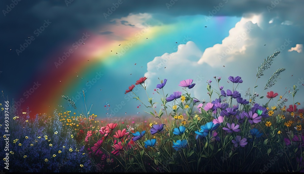 The colours of the rainbow,Blue sky,Baiyun,Sunshine,Grass,all sorts of ...