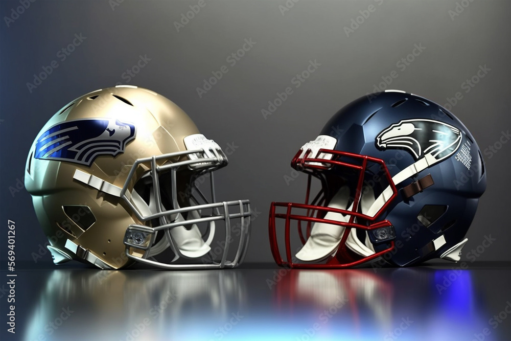 Super Bowl Game American Football Helmets rivalry Side by Side ...