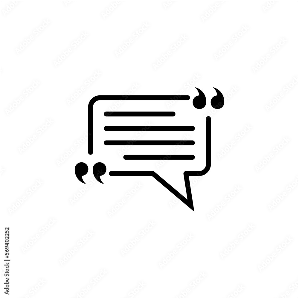 Quote icon. Speech bubble, inverted commas or talking mark collection ...