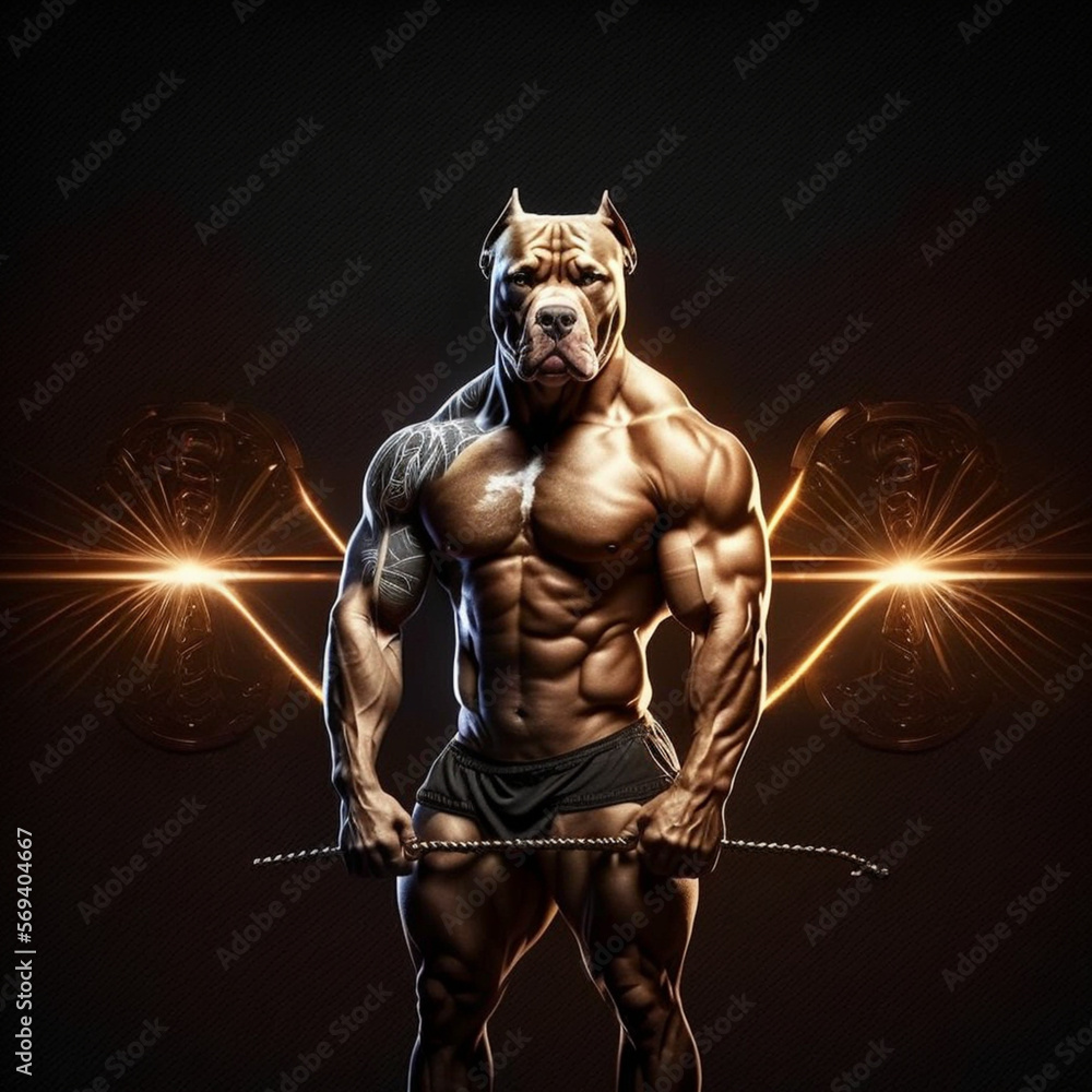 pitbull bodybuilder Stock Illustration | Adobe Stock