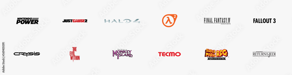 Most popular game logo. Top game logo collection. Stock Vector | Adobe ...