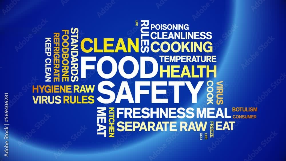 Food Safety animated tag word cloud;text design animation kinetic ...