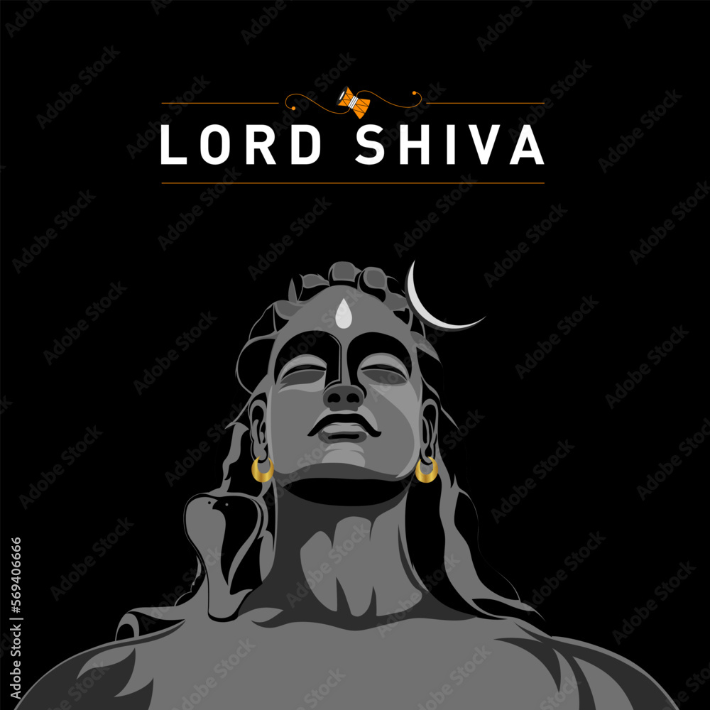 Graphic illustration art of Adiyogi "The source of Yoga" Lord Shankar ...