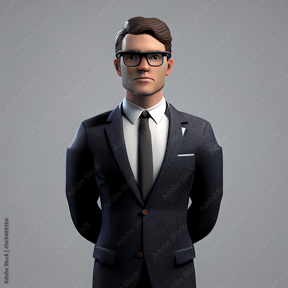 3d cute businessman avatar. Generative AI. 3d character of a man ...