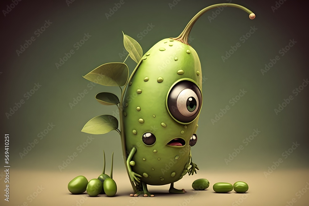 cute green beans character created using AI Generative Technology Stock ...
