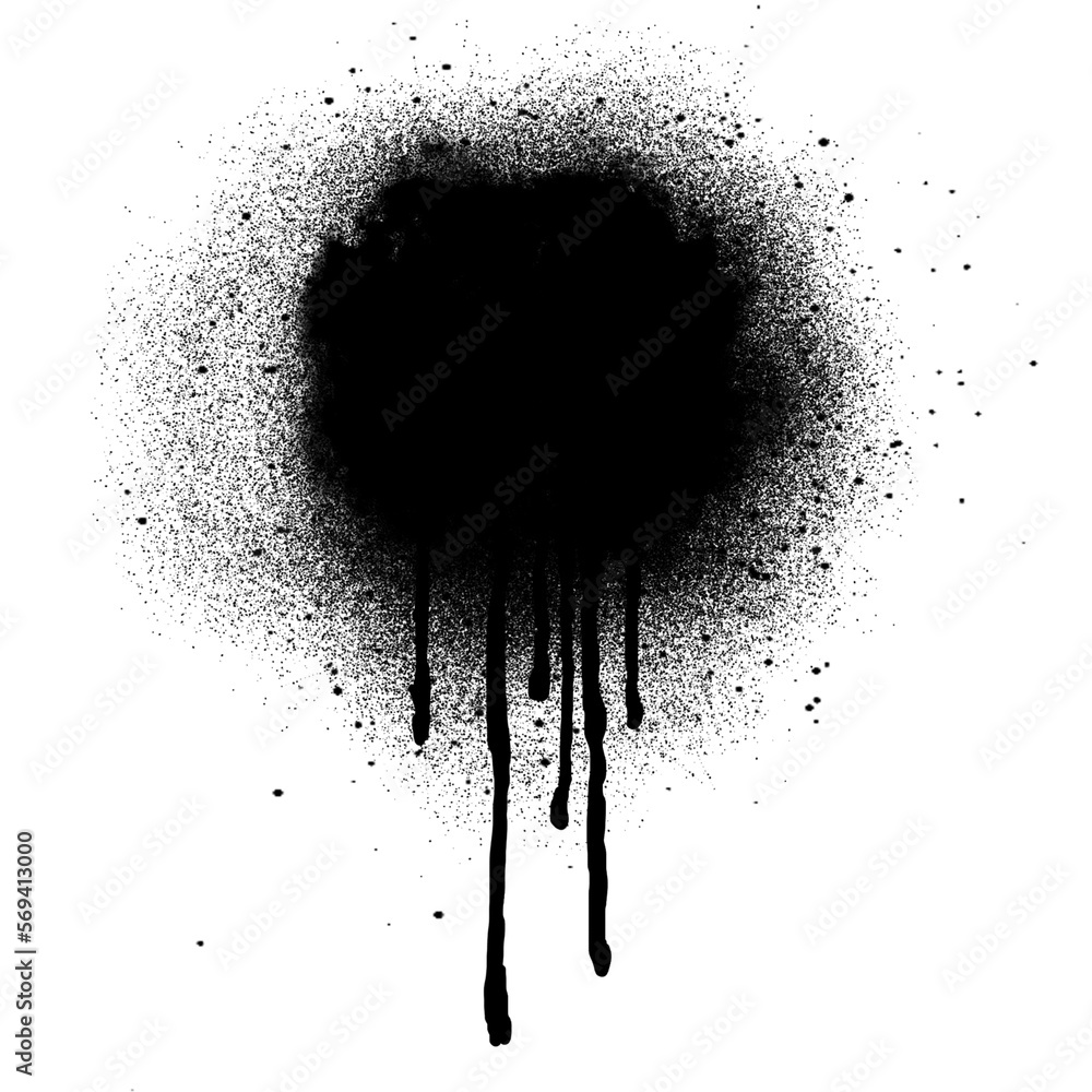 Vector spray paint shapes with smudges - Black Color Ink or paint ...