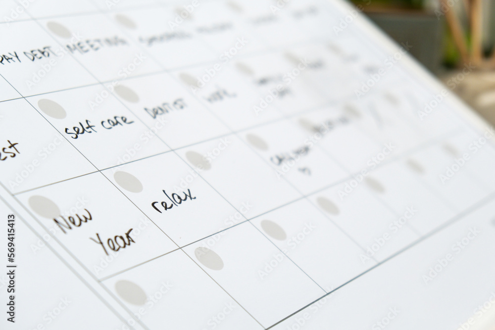 Monthly PLANNER filled with appointments and plans for next month. Busy ...