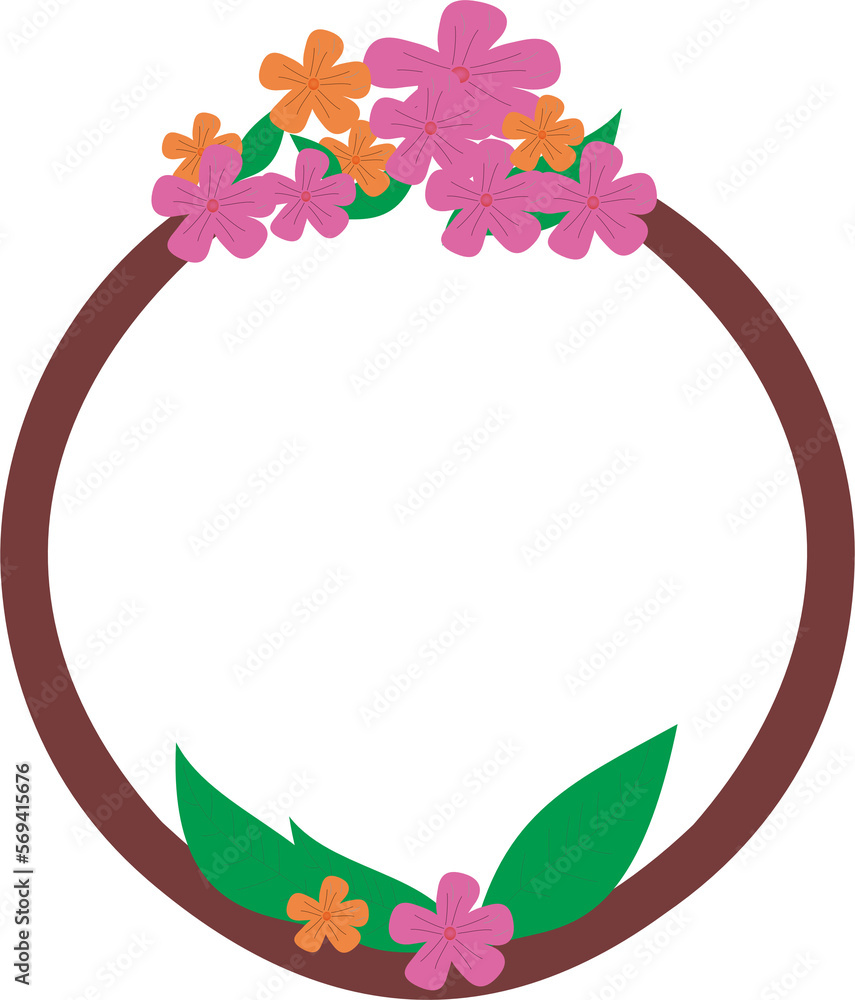 beautiful flower frame, round frame, round flower frame Stock ...