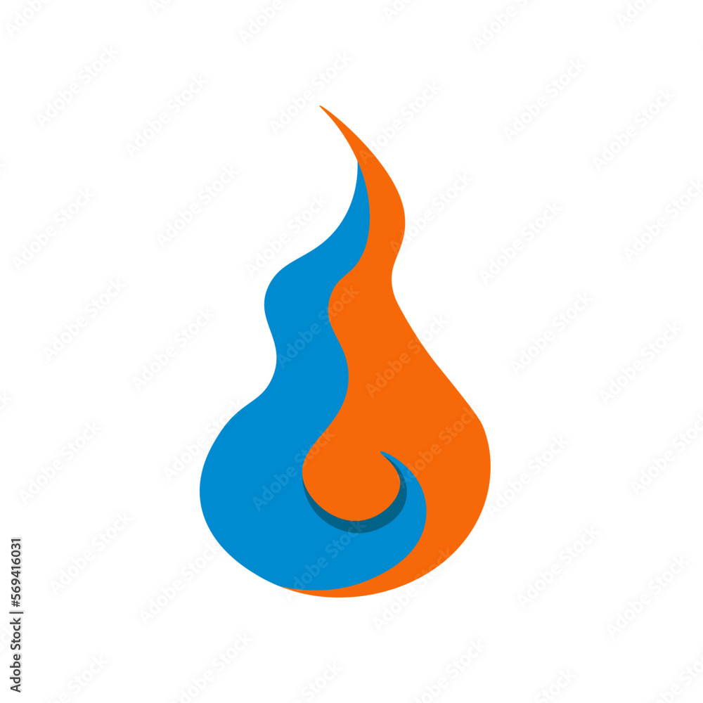 Blue Fire isolated on white background. Stock Vector | Adobe Stock