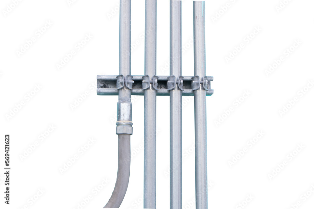 Good manage network electric cable with metal flex pipe. Isolated on ...