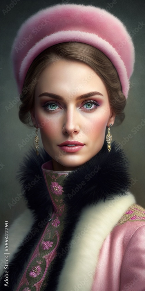 Hübsche russische Frau als Model im Portrait bei Modeaufnahmen im ...