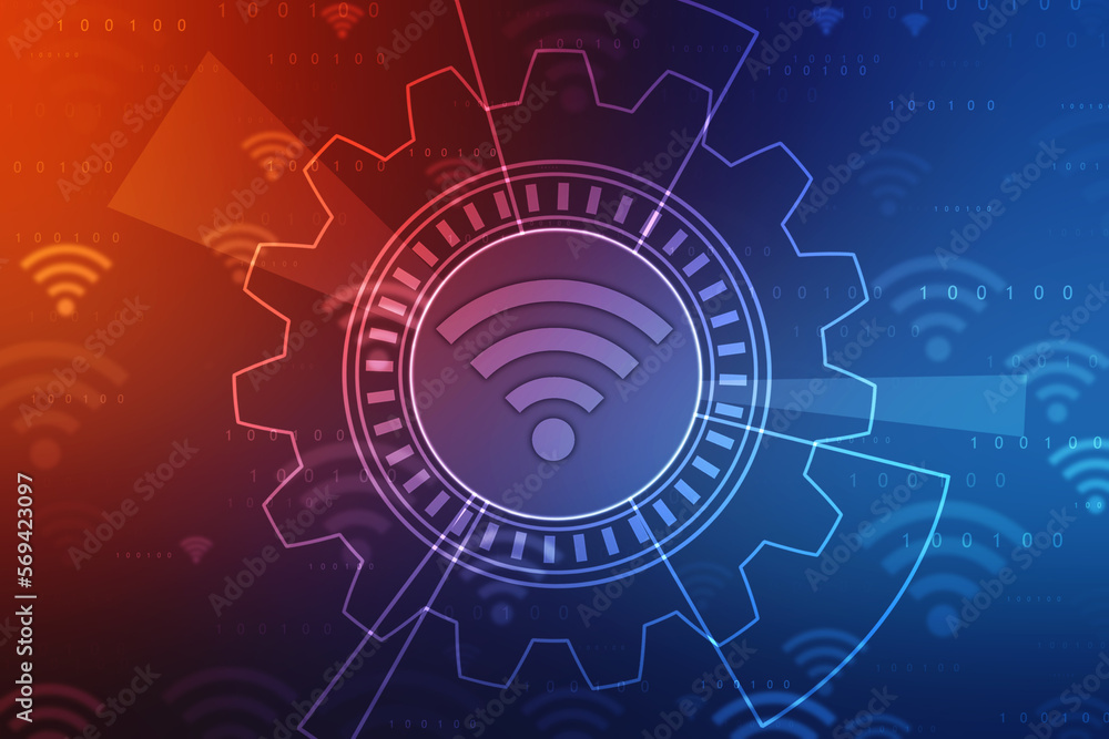 2d illustration WIFI symbol sign, WIFI Internet Network Connection ...