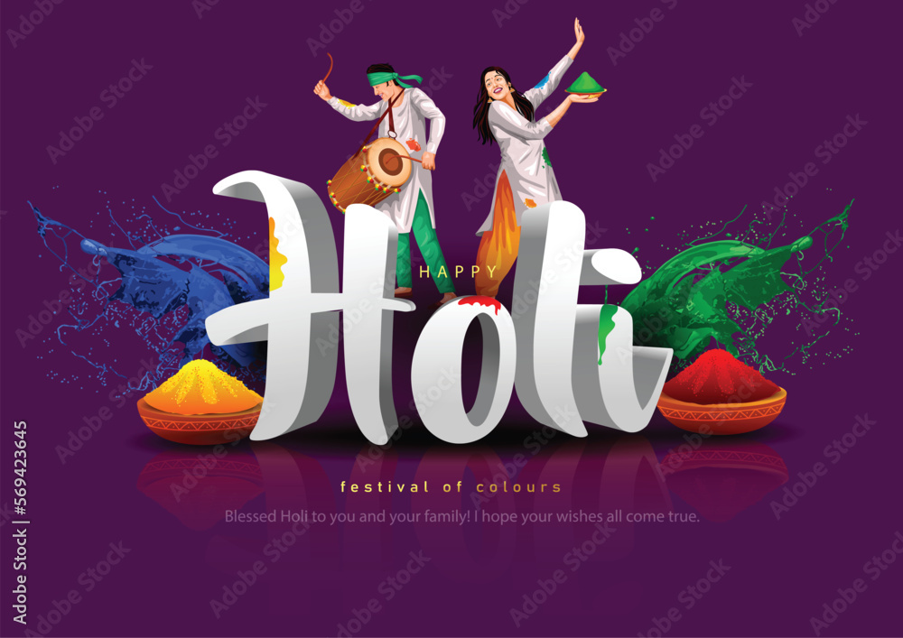 Beautiful poster for Indian festival Happy Holi with3d letter ...