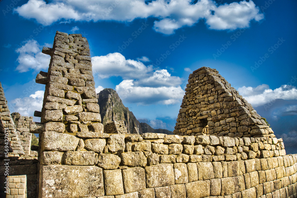 A ruined roof of Machu Picchu. A great history of Inka civilization ...
