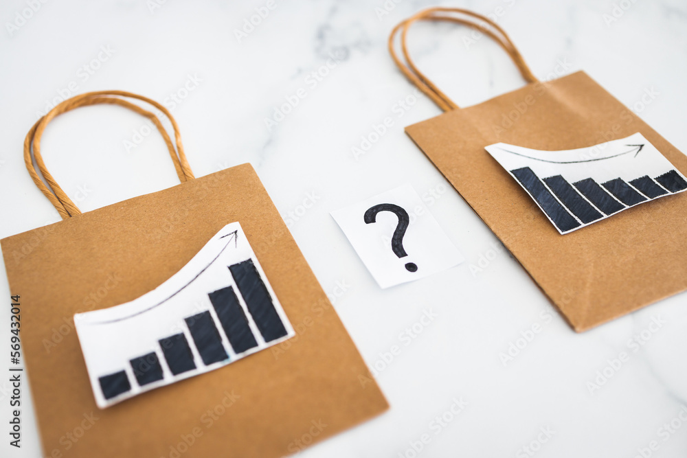 when will inflation go down. shopping bags with graph showing prices ...