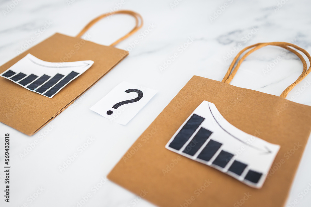 when will inflation go down. shopping bags with graph showing prices ...