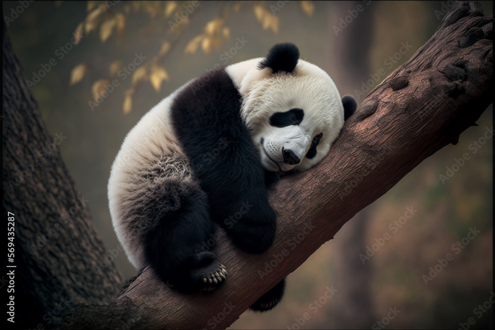 giant panda bear sleeping Stock Illustration | Adobe Stock