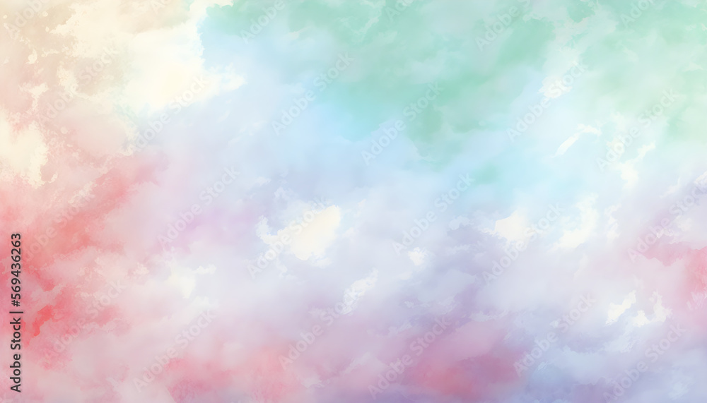 Light-Red Light-Green Sky-Blue Abstract Watercolor Background with Sky ...